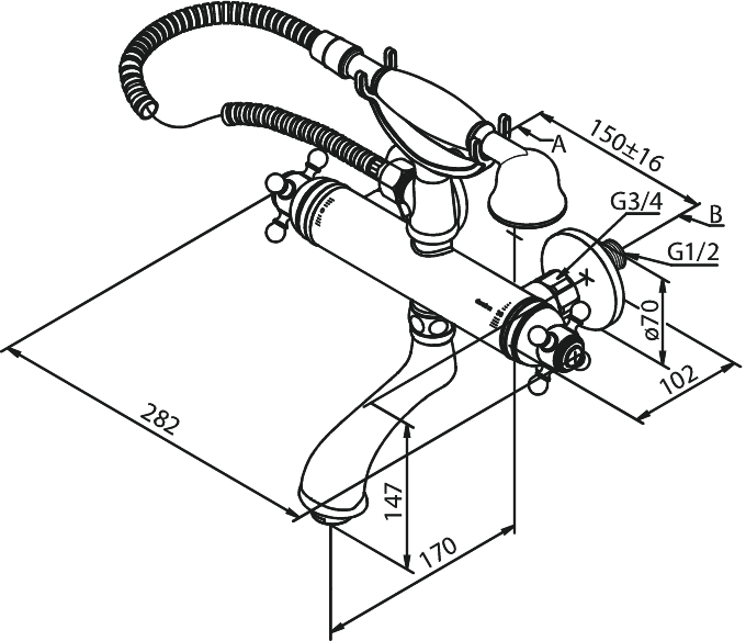 Tradition Chrom Wannenfüll- u. Brausethermostat [https://damixa.de]