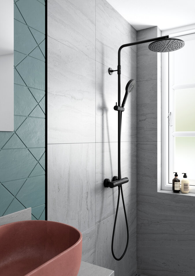 Damixa | Svart blandar kampanj | Silhouet matsvart kran og duschar [https://damixa.se]